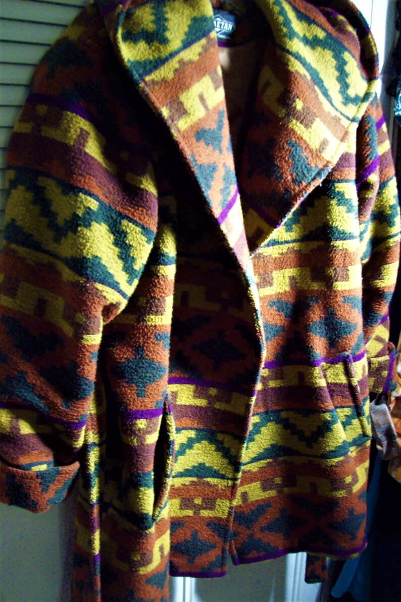 Coat Large Aztec Heavy Wrap Coat by Braetan. FIVE STAR Sought - Etsy
