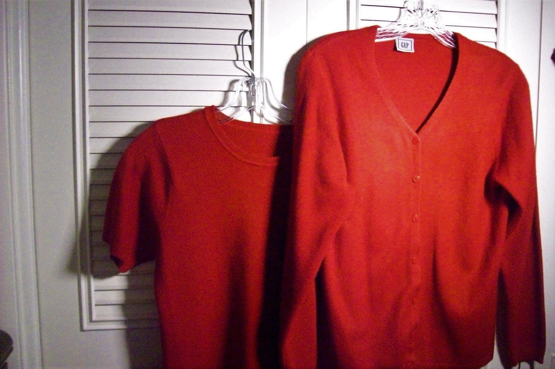 Sweater Small Sweater Set Pure Cashmere Red Sweater Set. - Etsy
