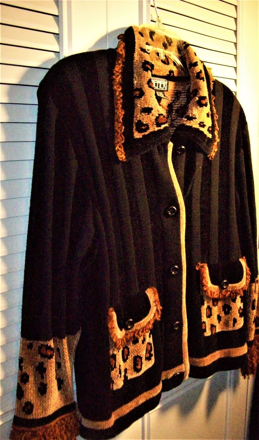 Sweater Medium, Berek Animal Safari, Knitted, Fringed, Fun Berek ...