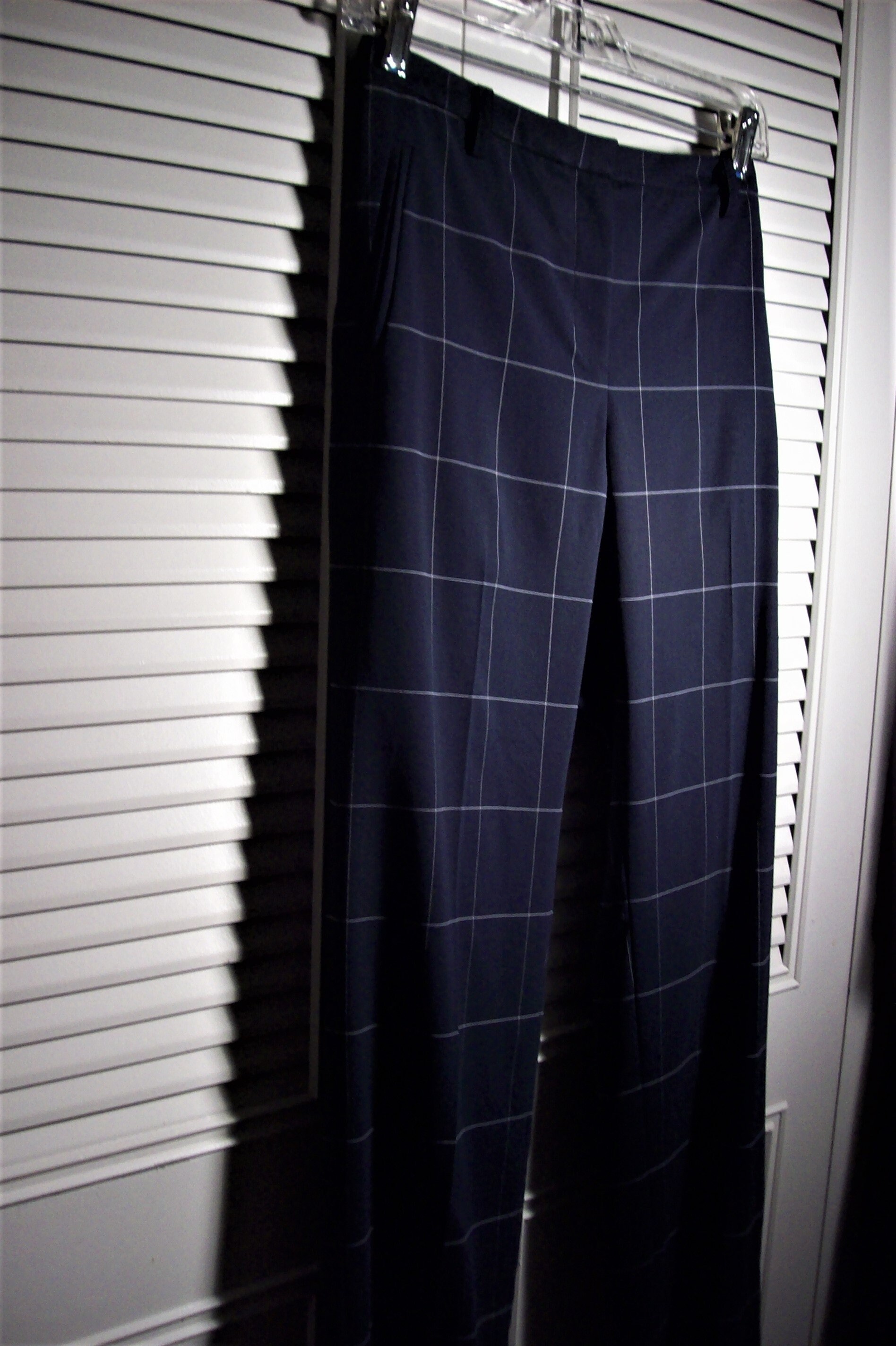 Pants 8 - 10, Worth Window Pane Navy Wool Pants. Gabardine. Side ...