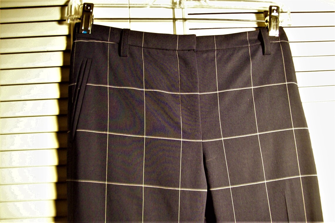 Pants 8 - 10, Worth Window Pane Navy Wool Pants. Gabardine. Side ...
