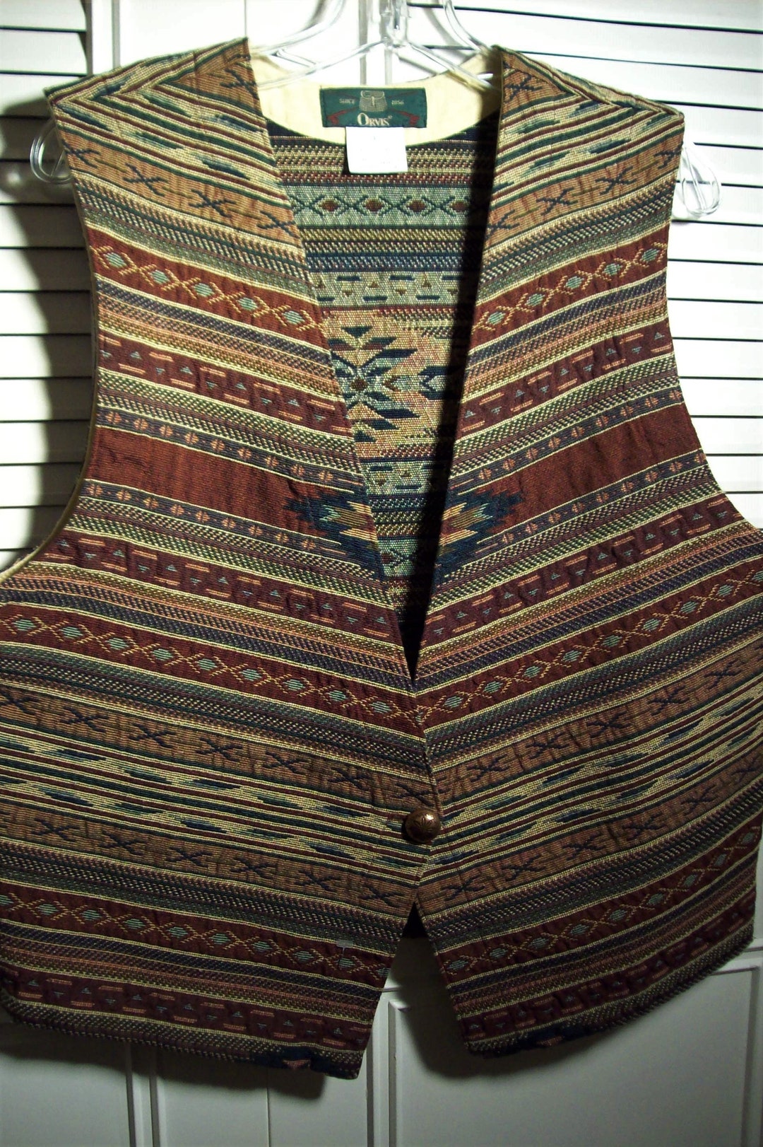 Vest Large, Orvis Tapestry Vest! See Back Pic , Cotton Outstanding ...