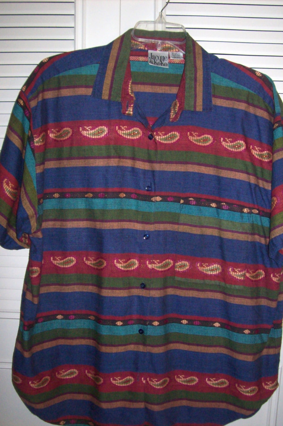 Vintage Jacque & Koko Big Shirt Plus 22 - 24 Bright W Metalic Threads ...