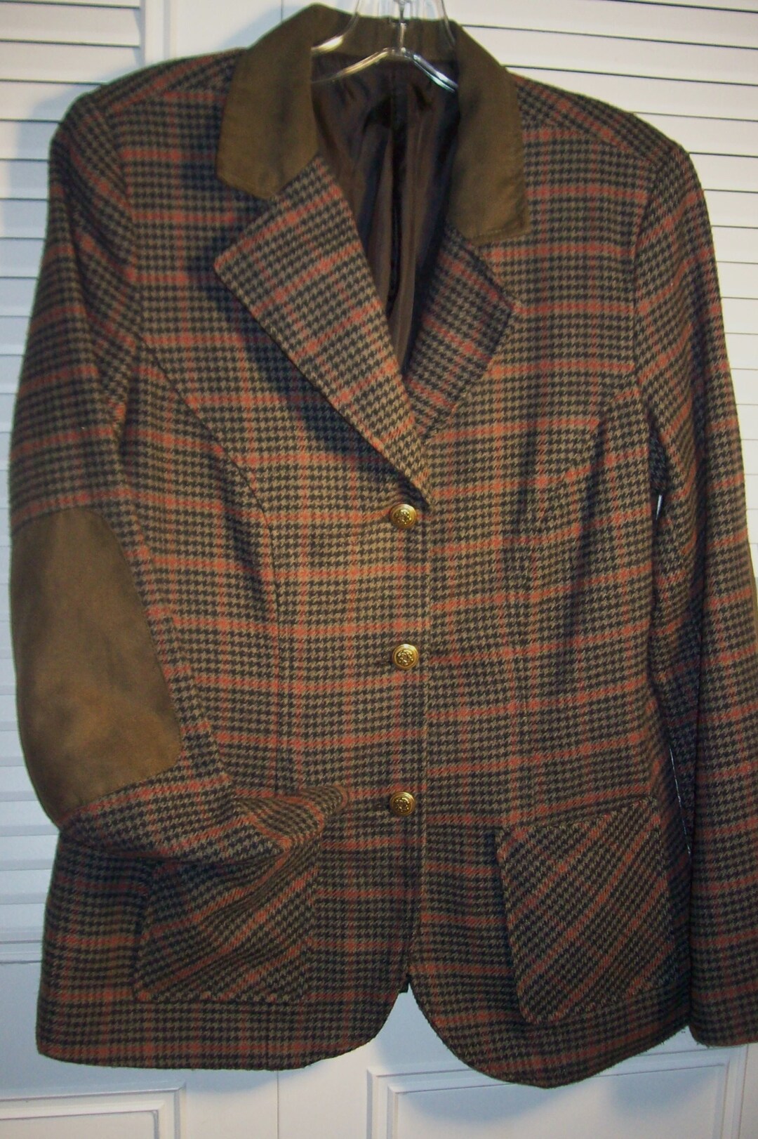 Blazer 8 Tall, Plaid Wool Very Fine Blazer, Harold's, Suede Elbow ...