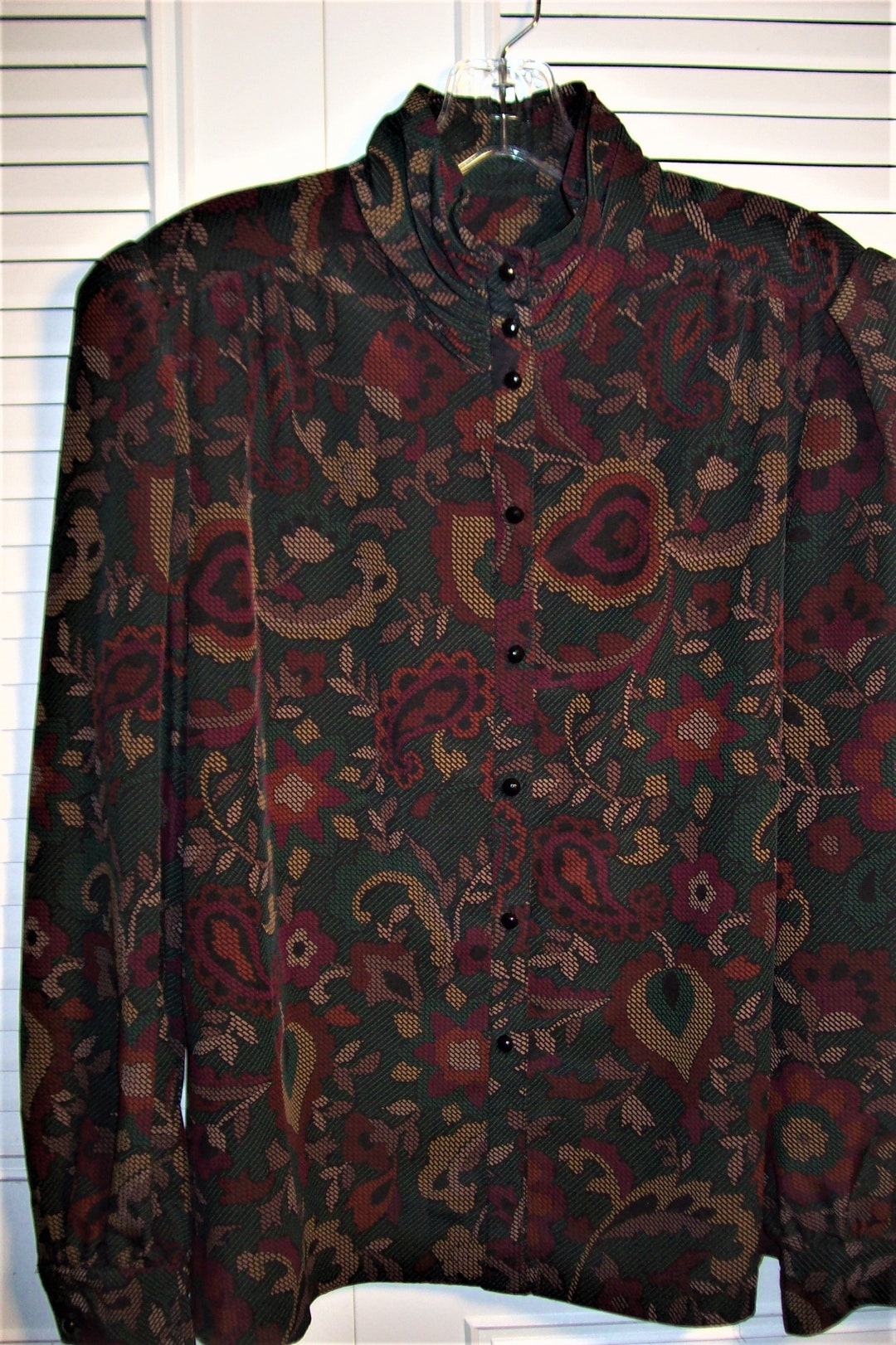 Bluse 14, Anzug Bluse, Sasson, Paisley Poly Perfect Preppy, satte ...