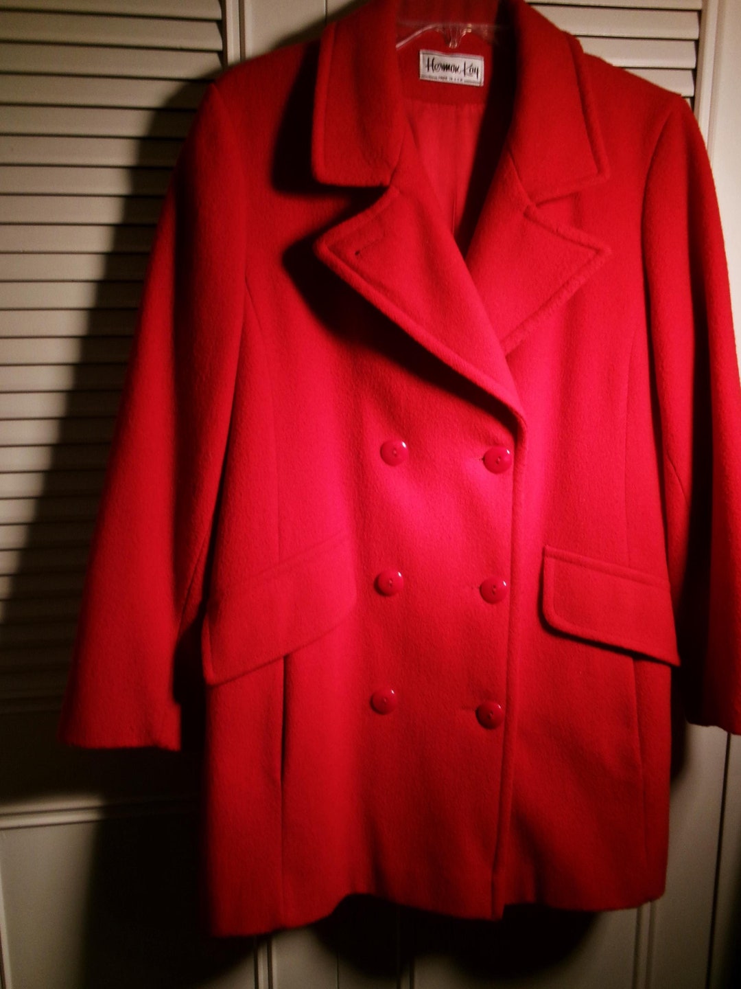 Coat, 12, Medium, Herman Kay Red Wool Three Quarter Jacket/coat. Double ...