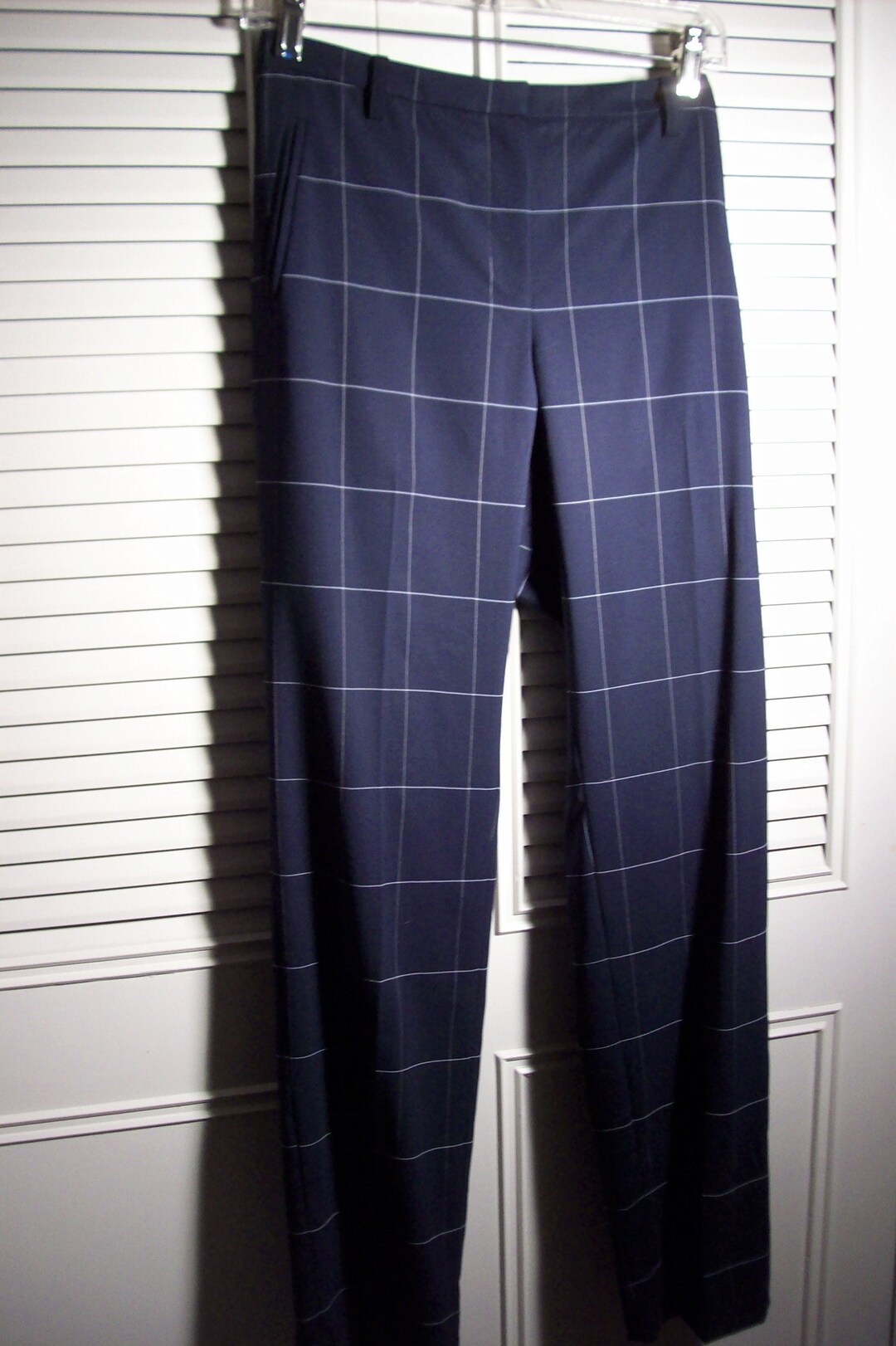 Pants 8 - 10, Worth Window Pane Navy Wool Pants. Gabardine. Side ...