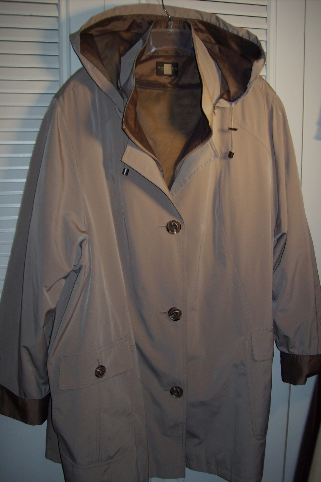 Coat XL, Raincoat, Gallery Trenchcoat, All Weather, Lined, Hooded, FIVE ...