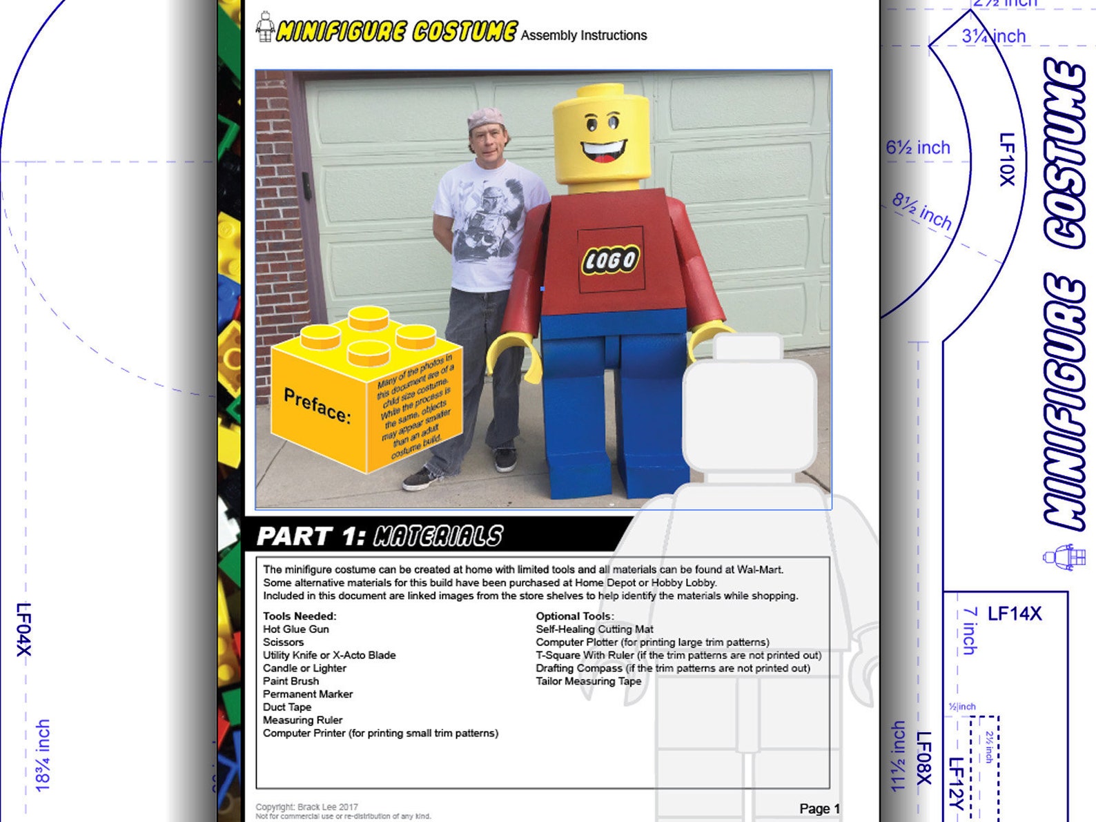 Costume Tutorial: LEGO Inspired Adult Minifigure Costume DIY Patterns ...