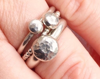 Silver Pebble Rings Silver Stacking Ring Nugget Rings - Etsy UK