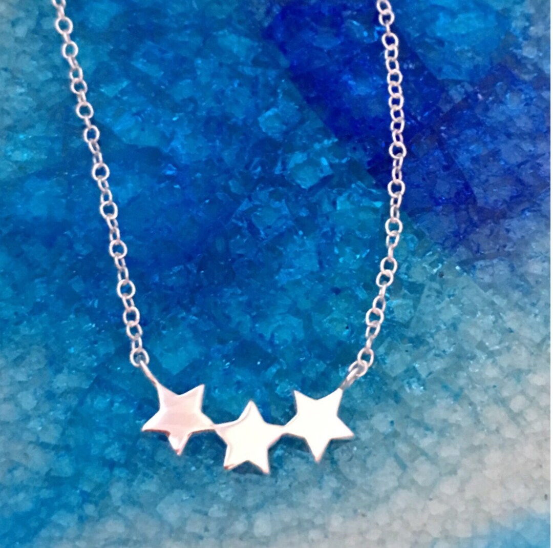 TWINKLE STAR SILVER Necklace 3 Stars 925 Necklace Gifts for Her Triple ...