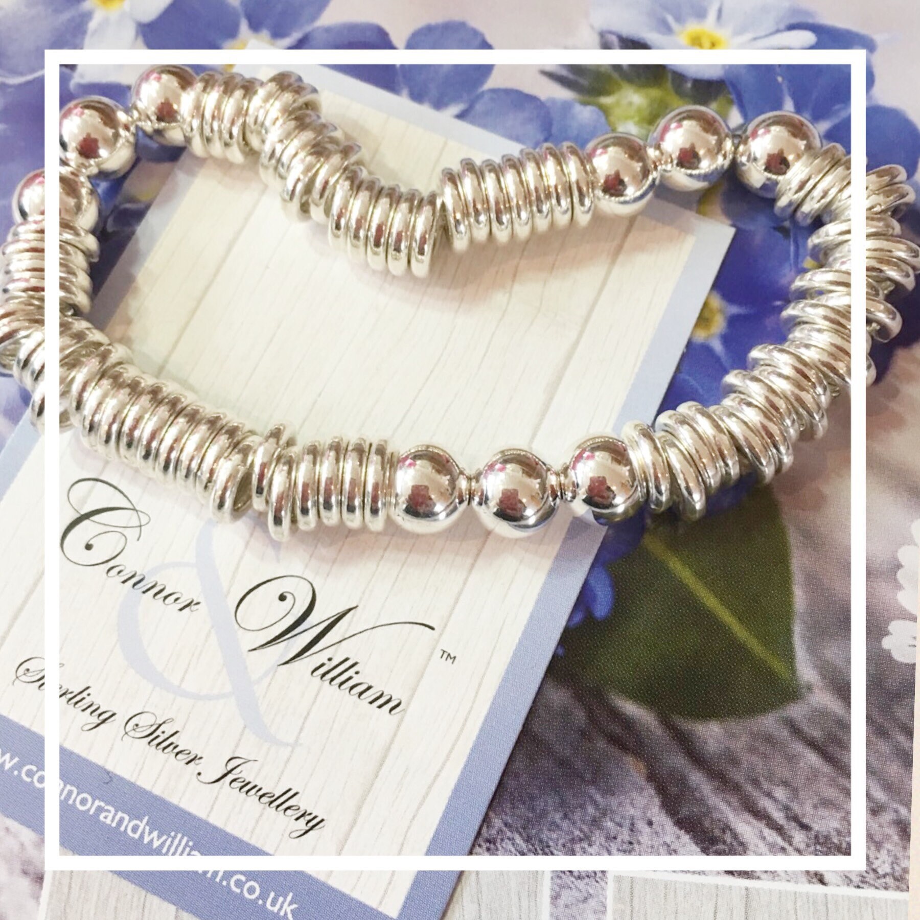 Stretchy Sterling Silver Bracelet Linky or Sweetie Style With Gold ...