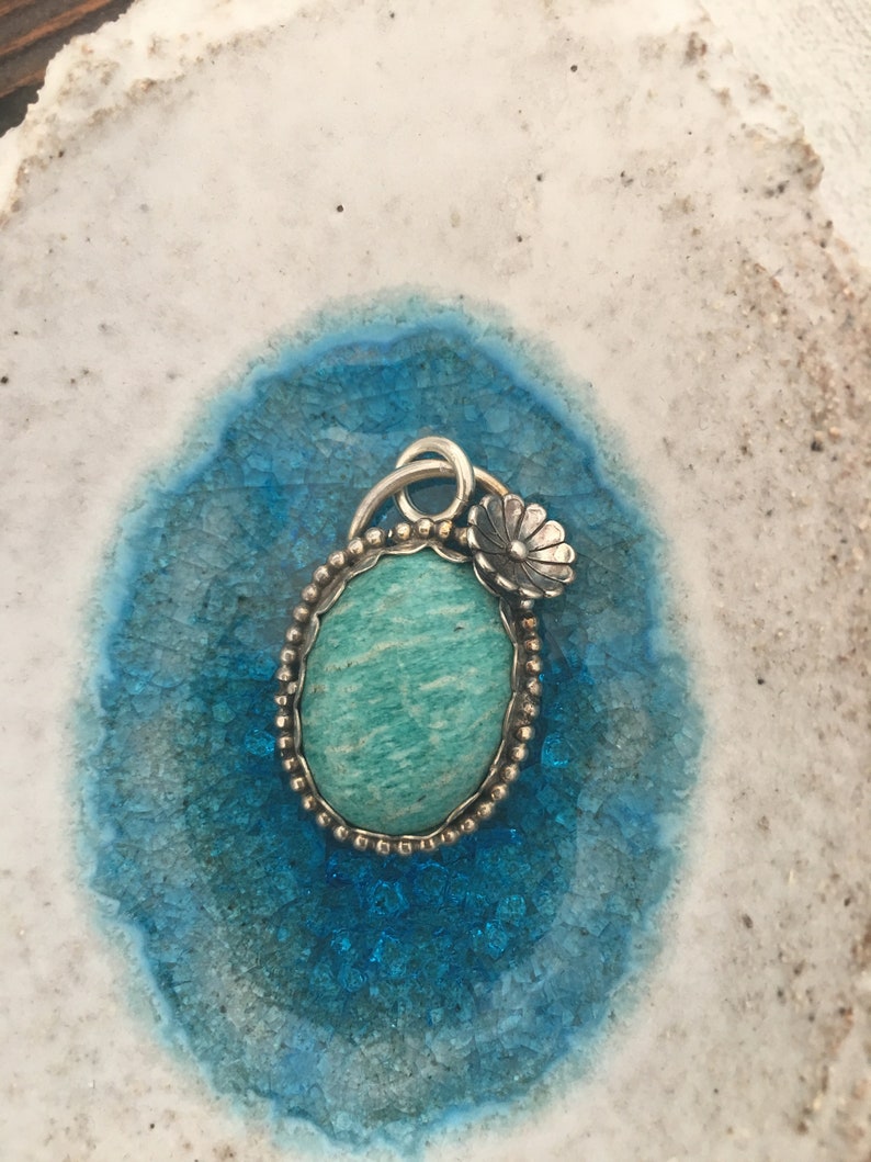 Amazonite Gemstone Pendant Sterling Silver - Etsy