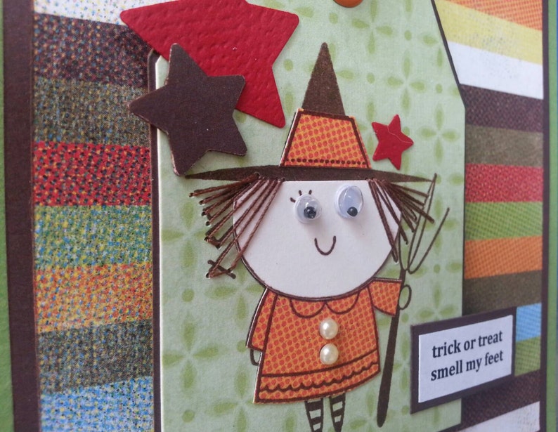 Handmade Little Witch Halloween cards: trick or treat smell | Etsy