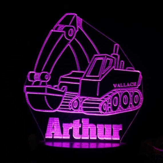 Childrens Digger LED Colour Changing Light up Sign With Name. | Etsy
