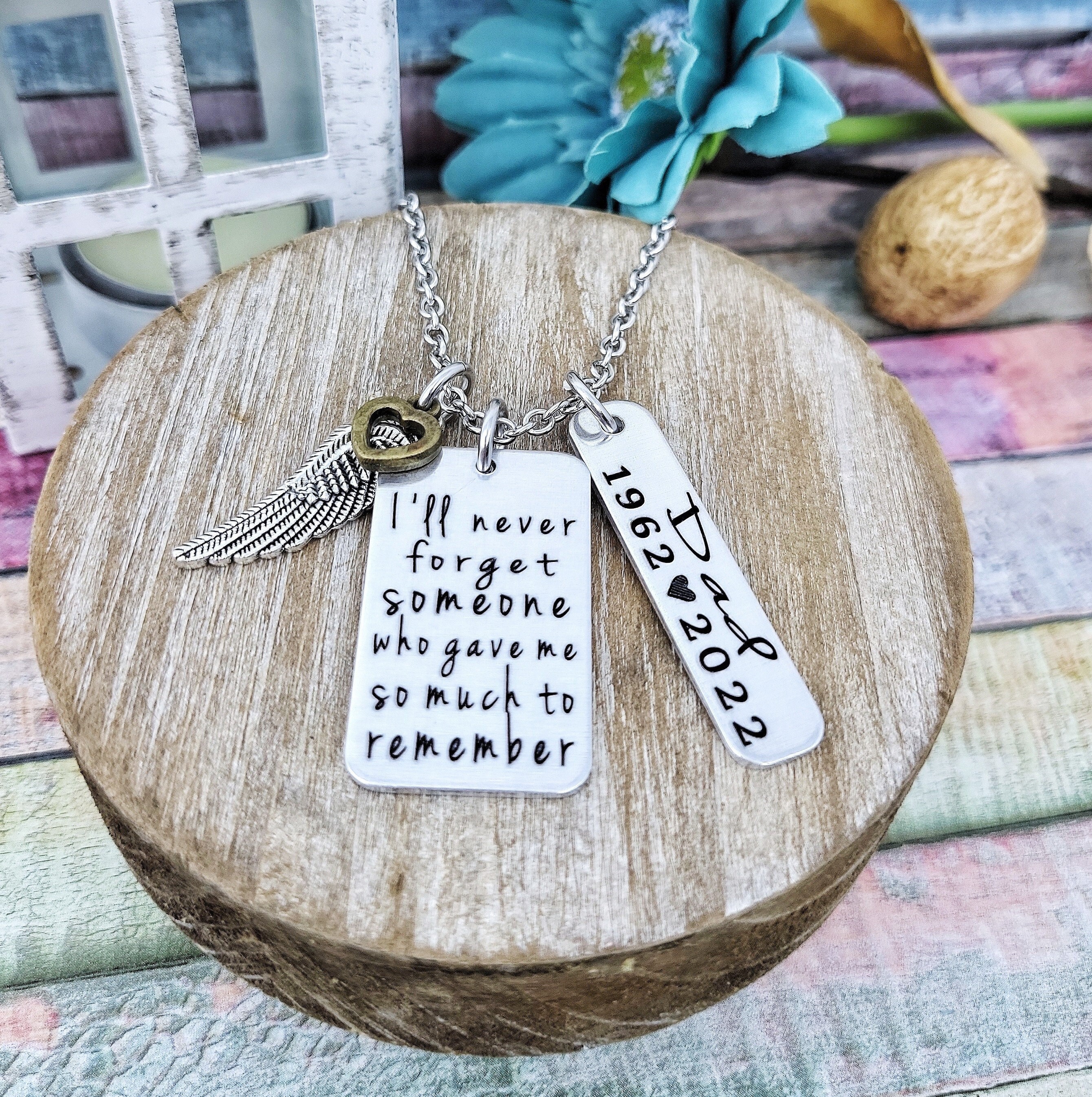 Memorial Jewelry Remembrance Sympathy Necklace Loss of Dad Loss of Grandpa Loss of Brother Memorial Gift Personalized Etsy