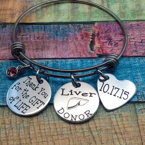 Liver Organ Donor Jewelry, Living Donor Gift, Thank You for the Gift of ...