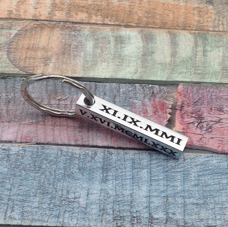 Roman Numeral Key Ring Special Date Keychain Anniversary Key - Etsy