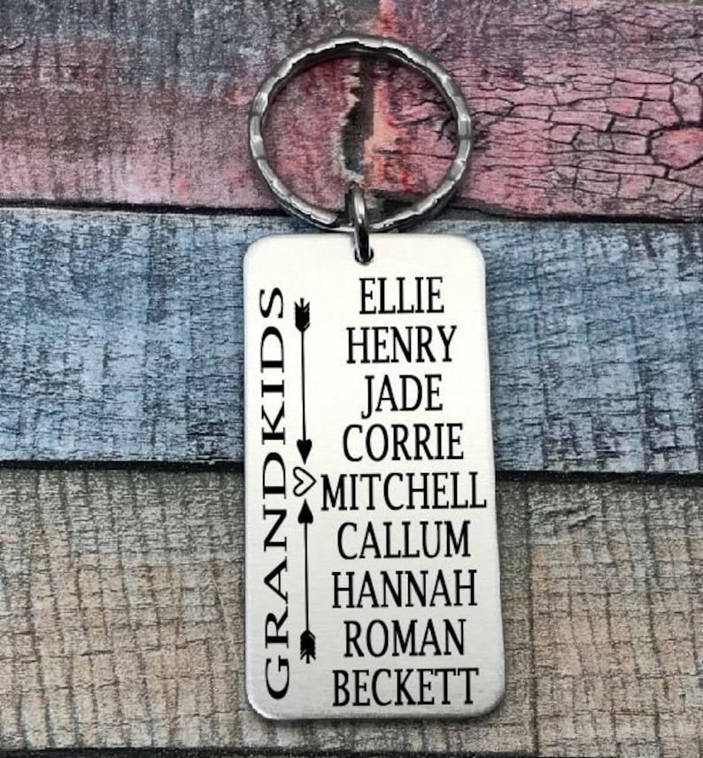 Grandkids Key Ring, Grandchildren Names Keychain, Gift for Grandma ...