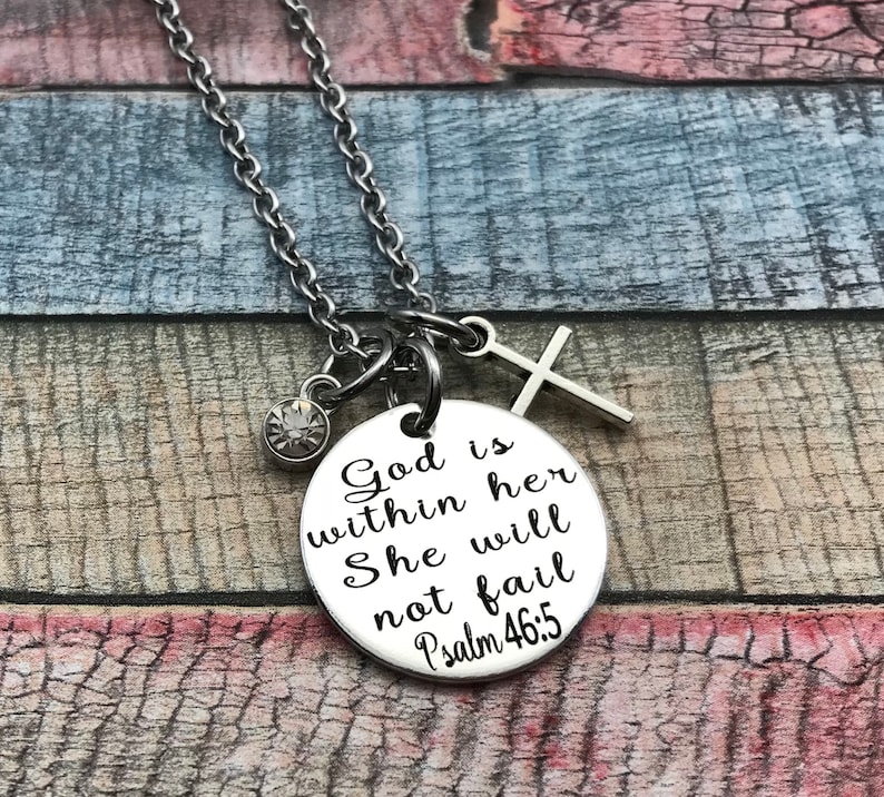 Scripture Jewelry Bible verse necklace Jewelry Psalm 46:5 | Etsy
