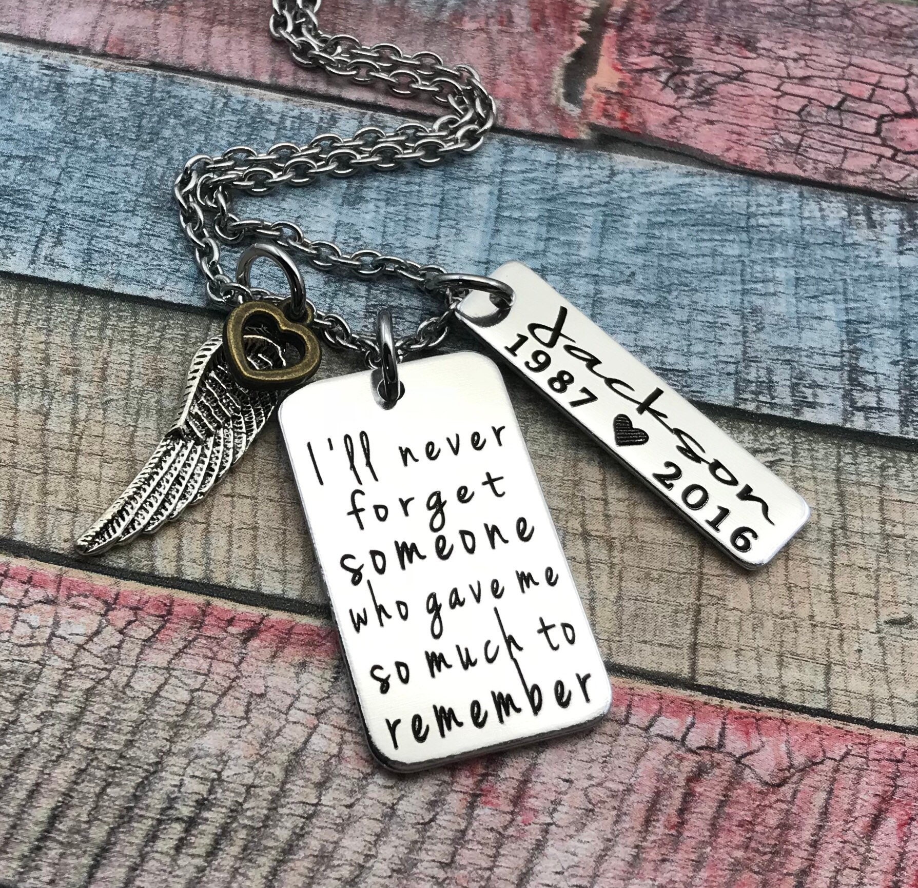 Memorial Necklace Personalized Memorial Jewelry Remembrance | Etsy