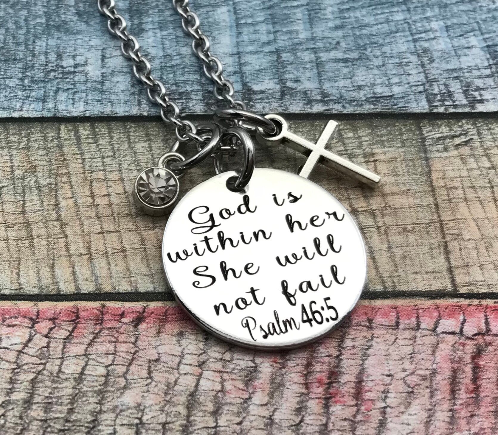 Scripture Jewelry Bible verse necklace Jewelry Psalm 46:5 | Etsy