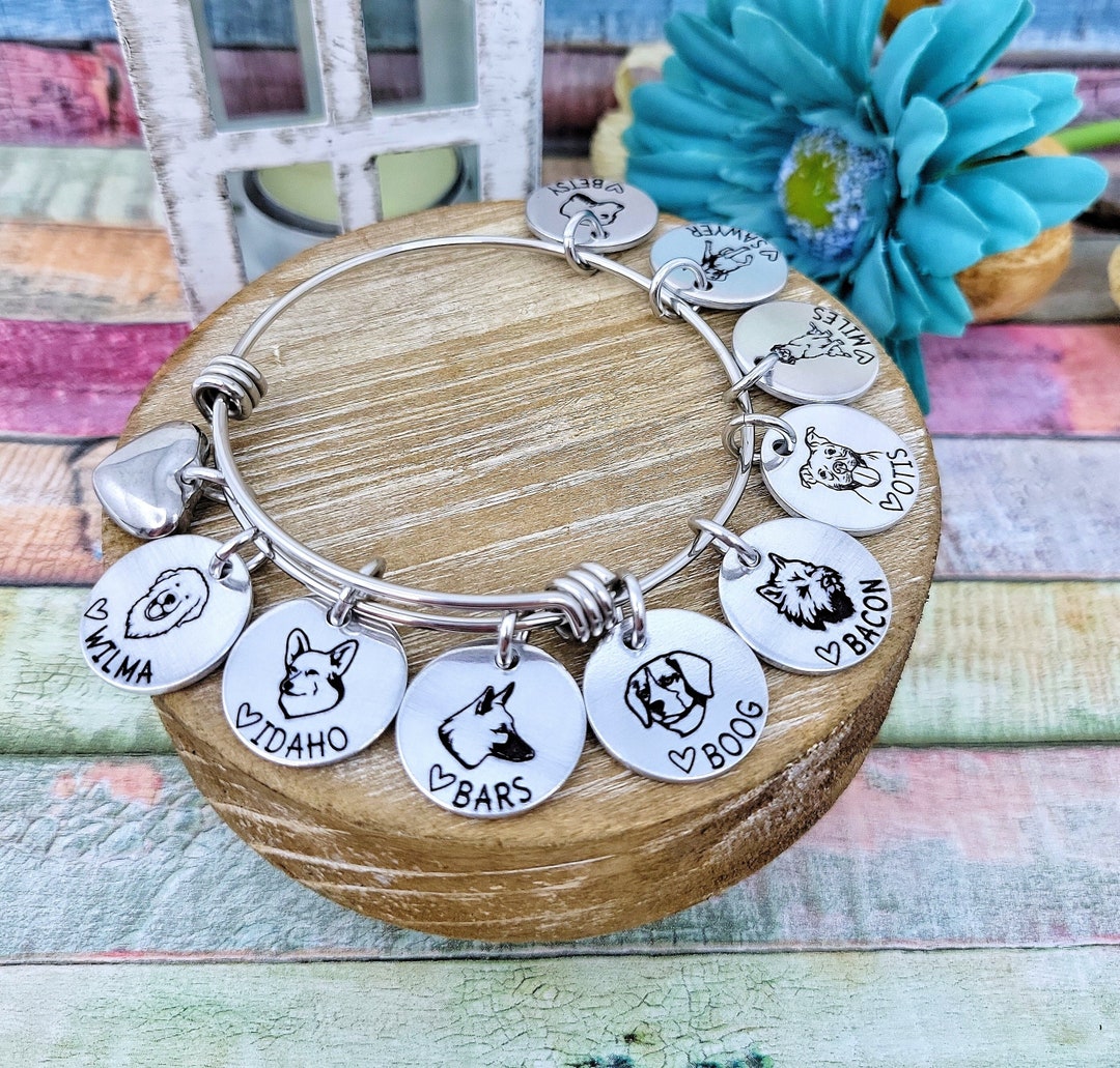 Dog Bracelet, Personalized Dog Breed Jewelry, Dog Mom Jewelry, Dog Name ...