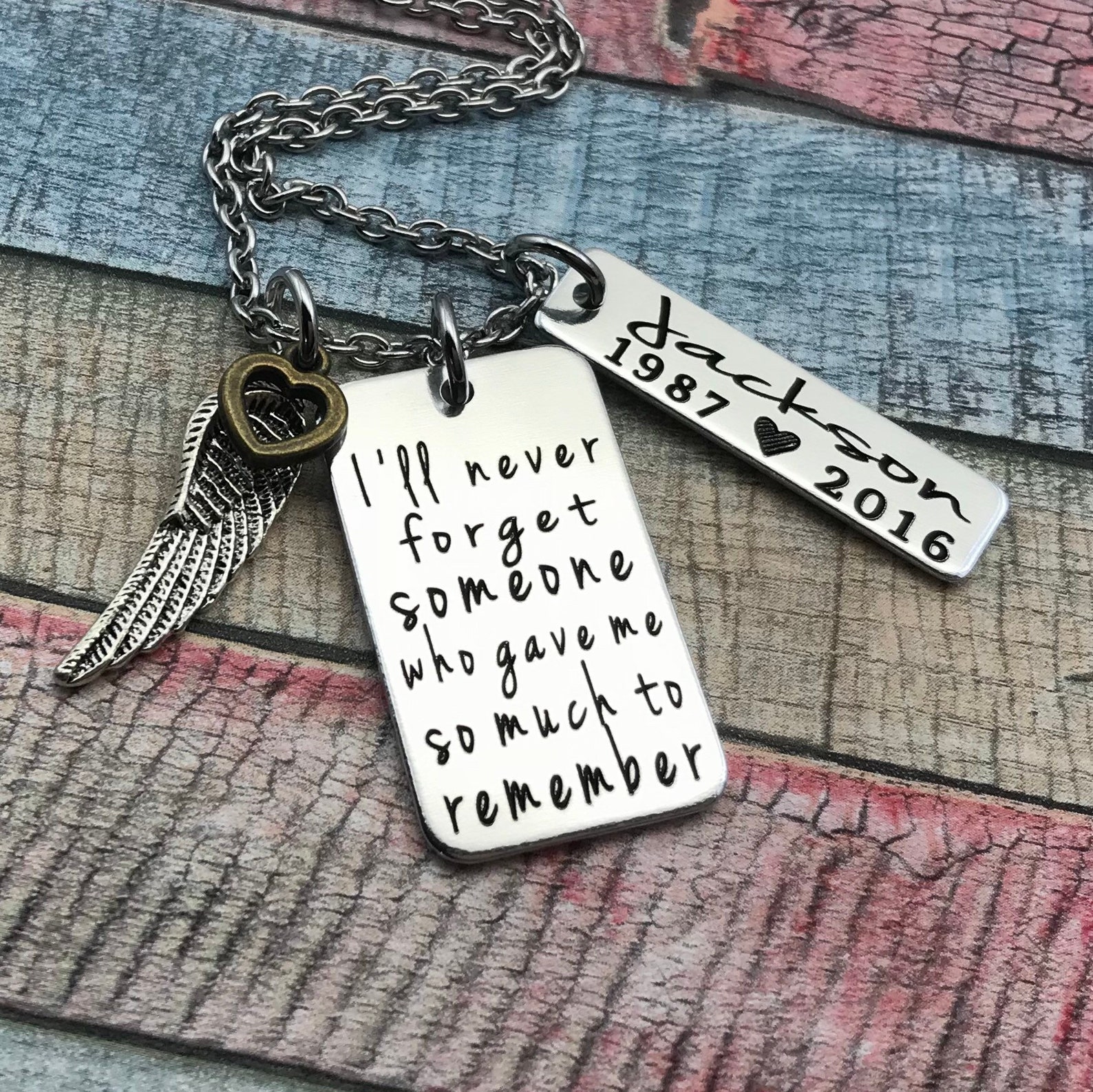 Memorial Necklace Personalized Memorial Jewelry Remembrance | Etsy