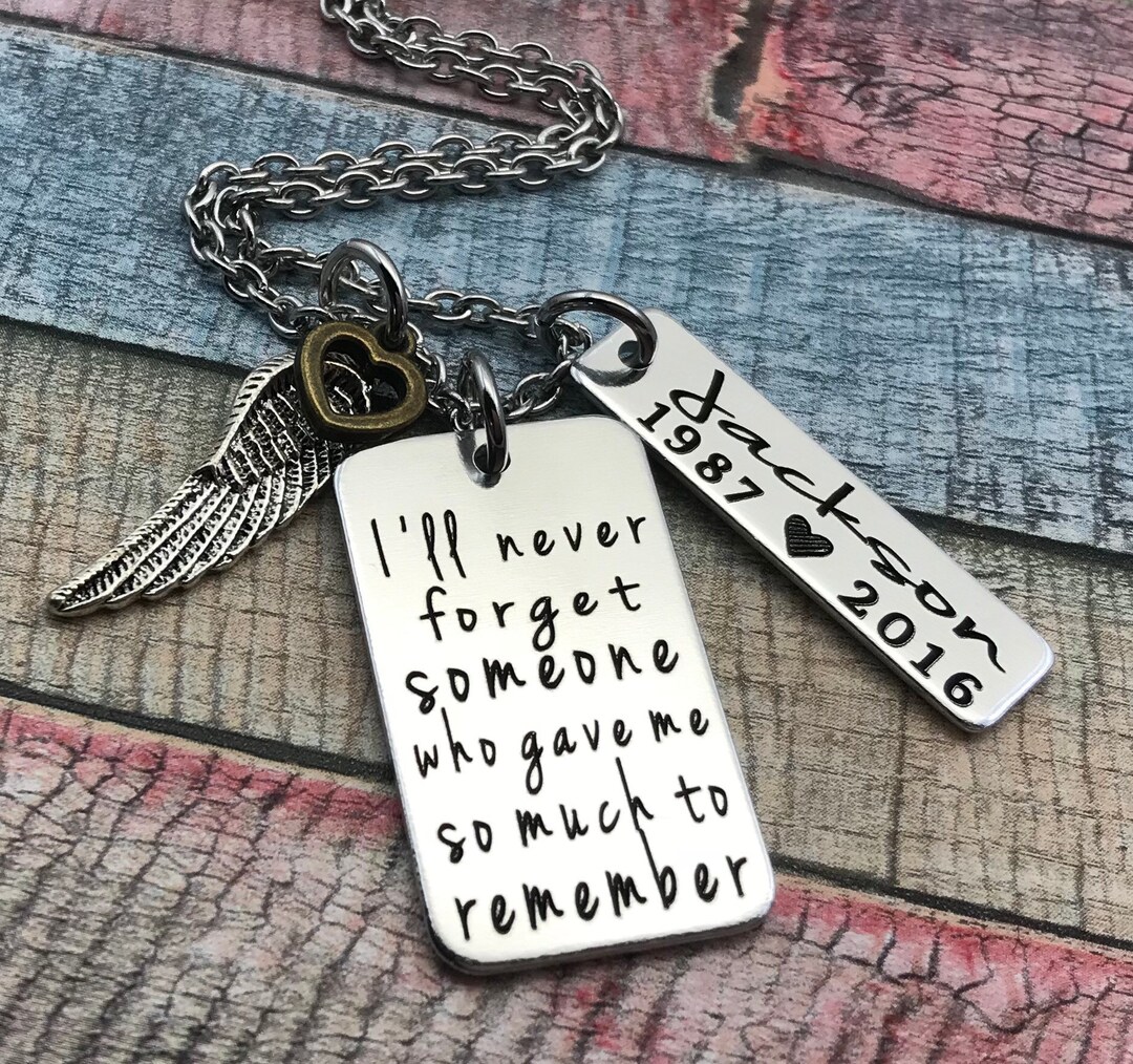Memorial Necklace Personalized Memorial Jewelry Remembrance - Etsy