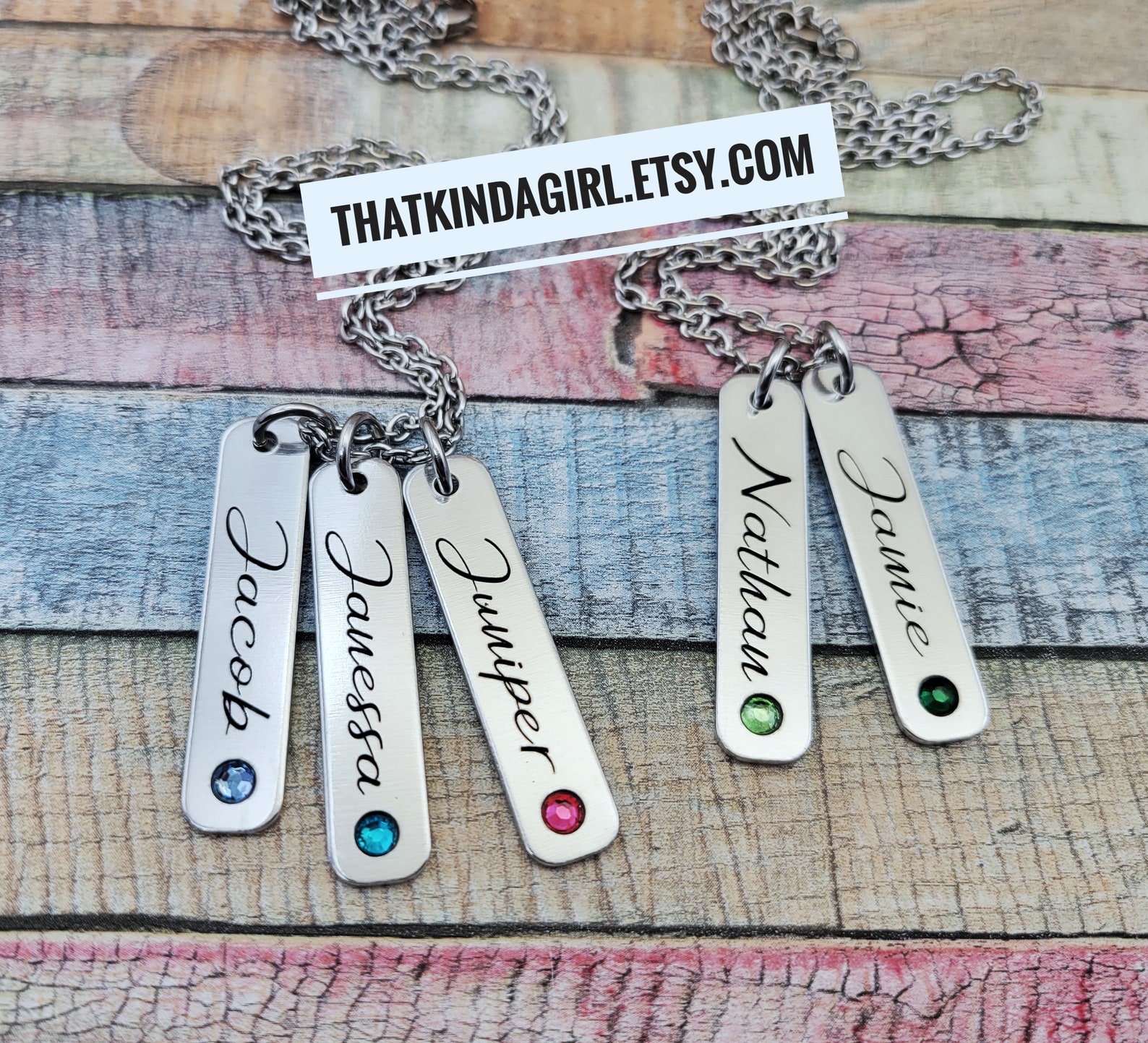 Family Keychain With Kids Names Birthstone Name Charms - Etsy