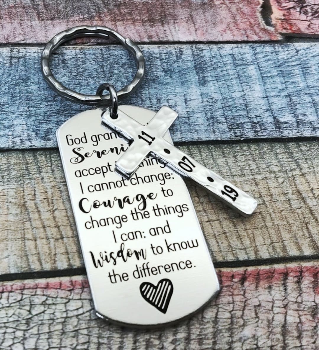 Sobriety Keychain Sobriety Gift for Men Serenity Prayer - Etsy