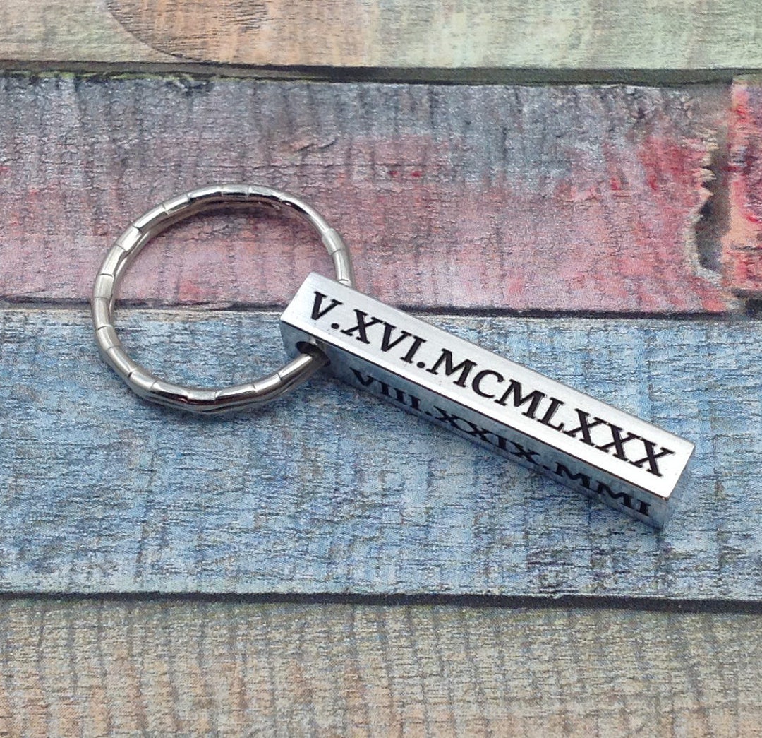 Roman Numeral Key Ring, Special Date Keychain, Anniversary Key Chain ...