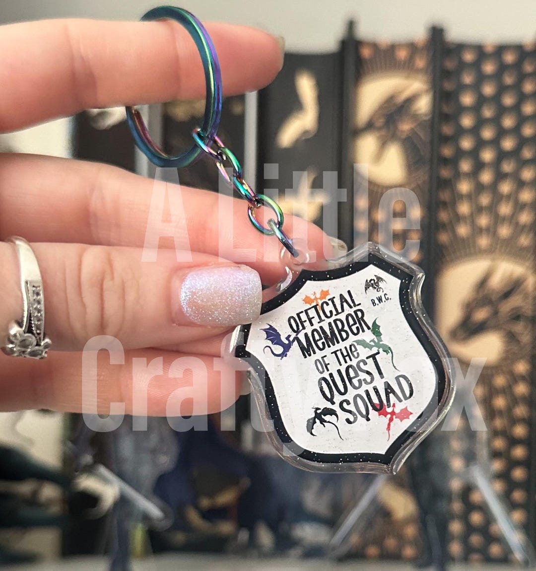 Quest Squad Member Fourth Wing Inspired Glitter Acrylic Keychain ...