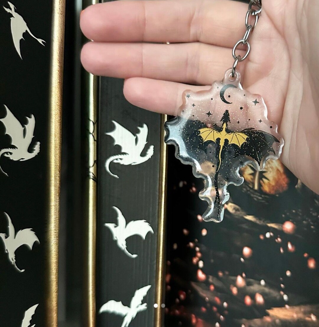 Black and Gold Glitter Dragons Fourth Wing Inspired Acrylic - Etsy