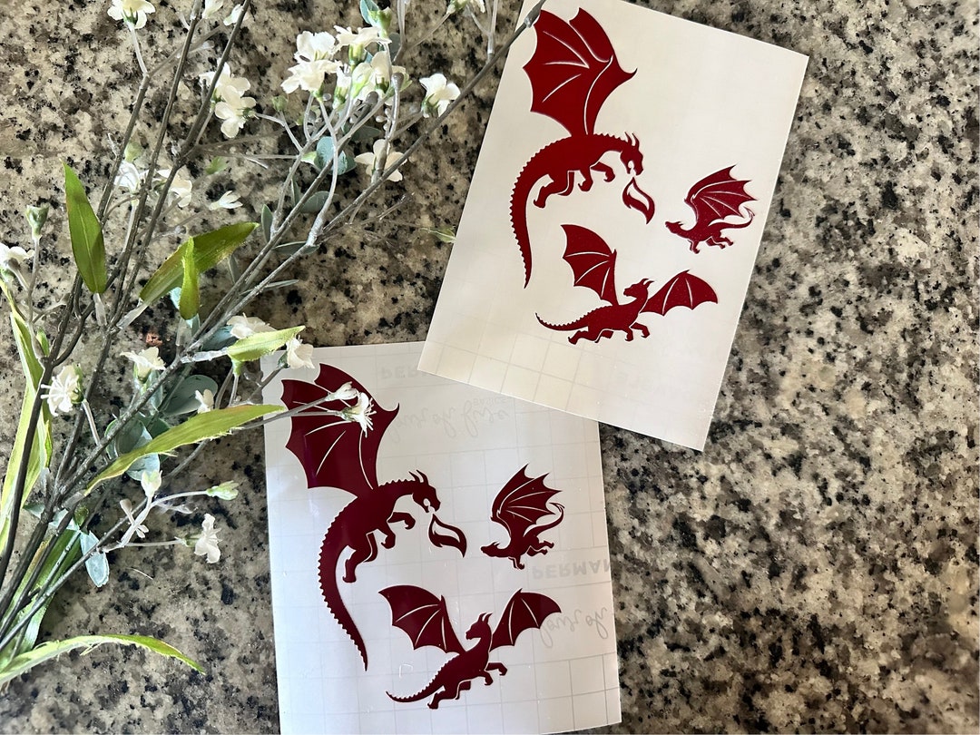 Frolicking Dragon Triplets Vinyl Decal Window Decoration Book Dragon ...