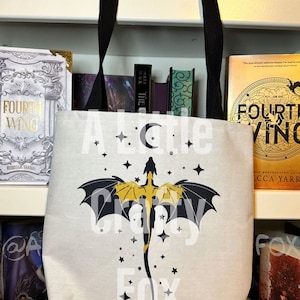 Black and Gold Dragon Fourth Wing OFFICIALLY LICENSED Tote Bag - Etsy