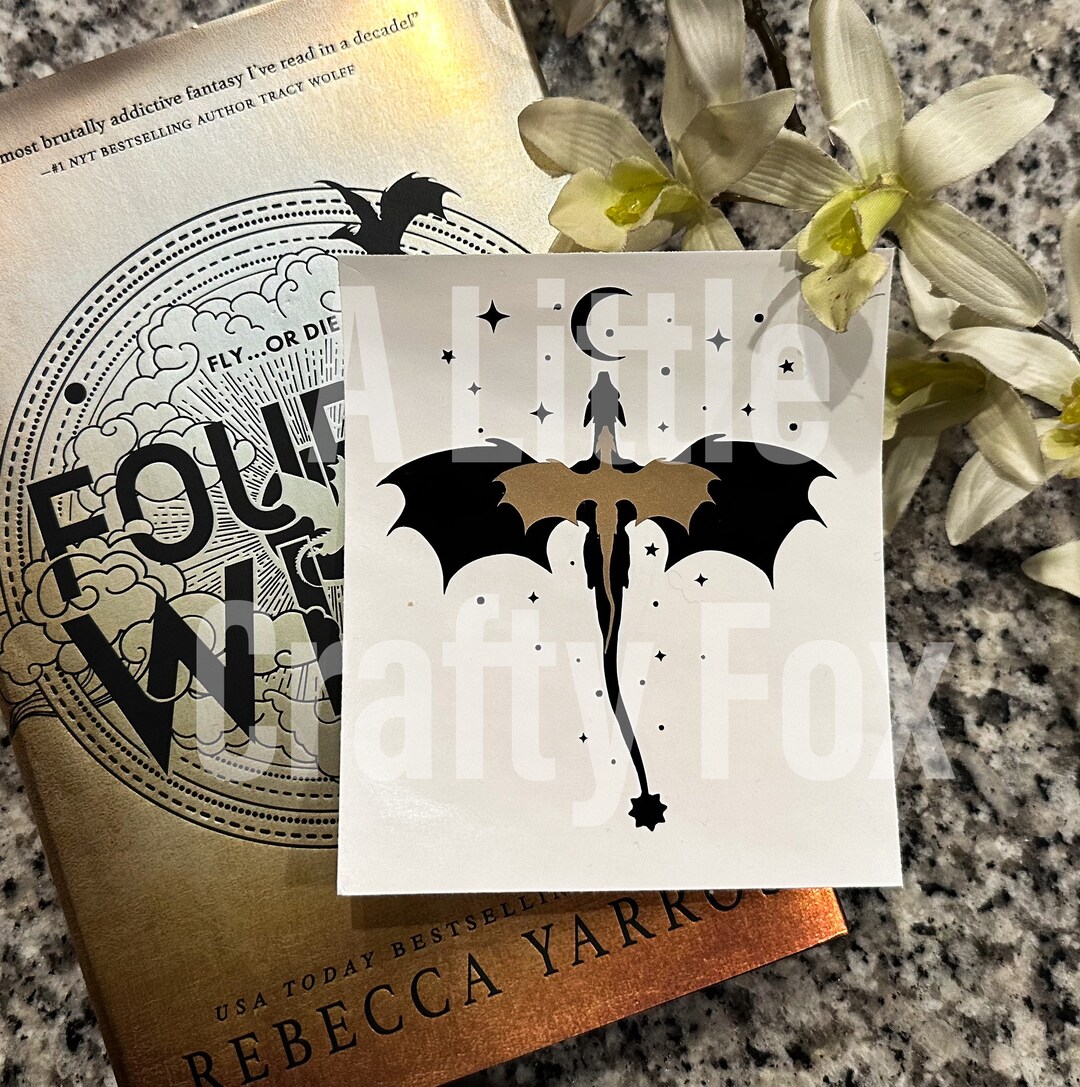 Black and Gold Dragon Fourth Wing Inspired Vinyl Decal - OFFICIALLY ...