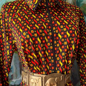 1970s Psychedelic Stars and Ribbon Print Trapeze Dress - Etsy