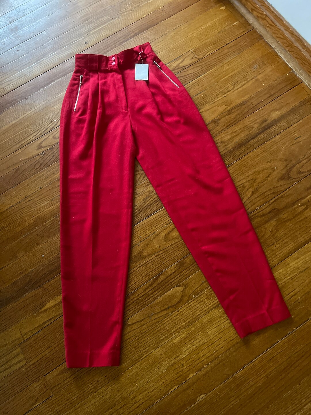 1980s Deadstock Red Pleated Slacks - Etsy