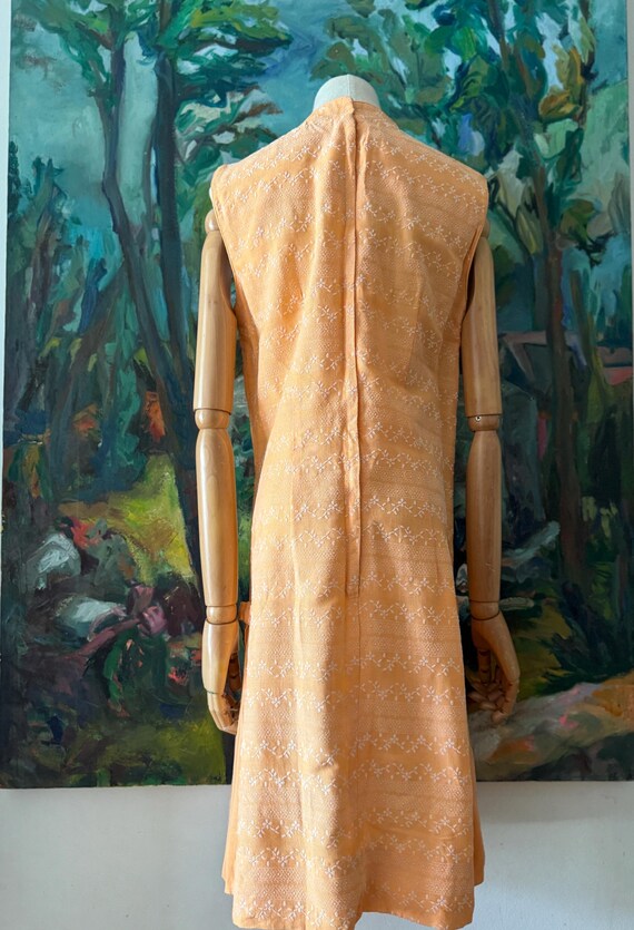 1960s orange and white floral pattern shift dress - Gem