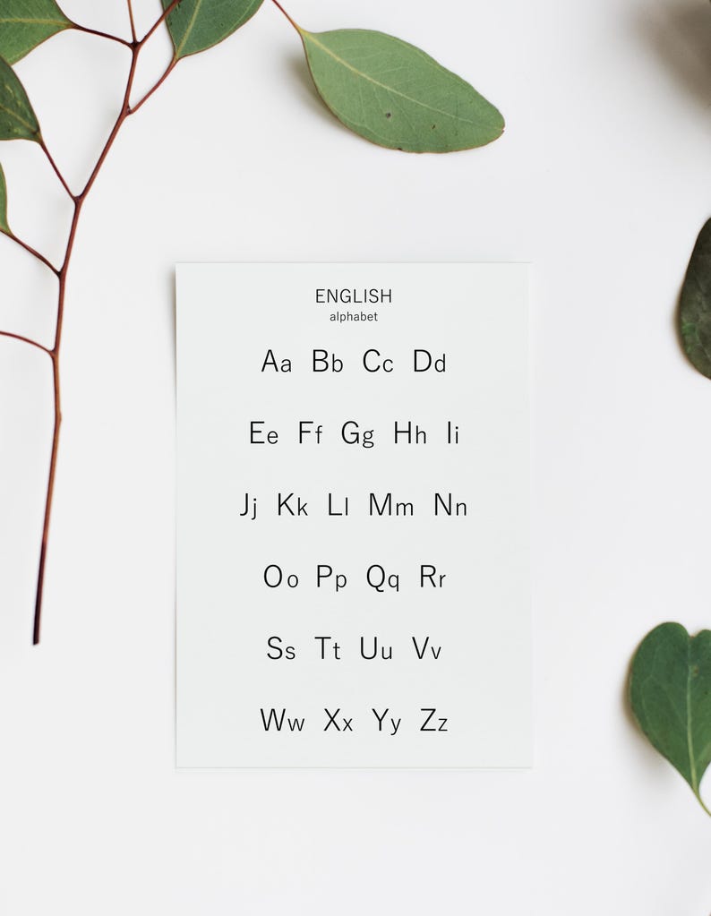 English Alphabet Chart: Black & White Wall Art (digital Download) - Etsy