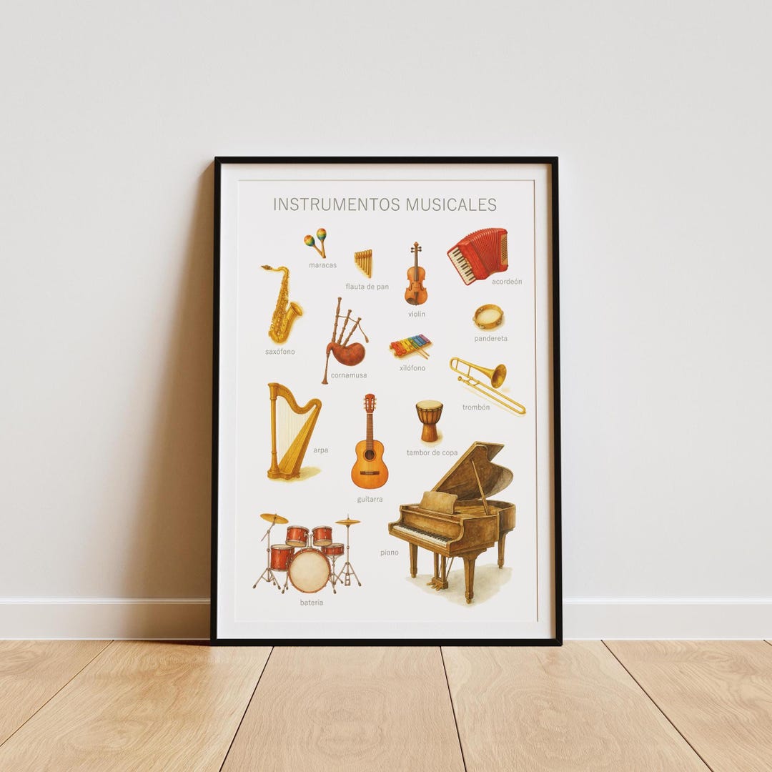 Musical Instruments in Spanish Poster: Montessori Nursery Decor ...
