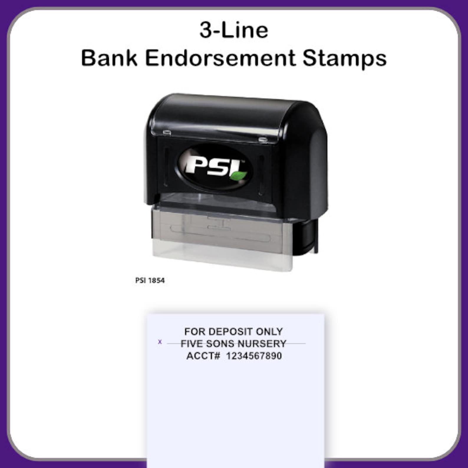 Endorsement Stamp 3 Line Check Endorsement Stamp Bank Stamp | Etsy