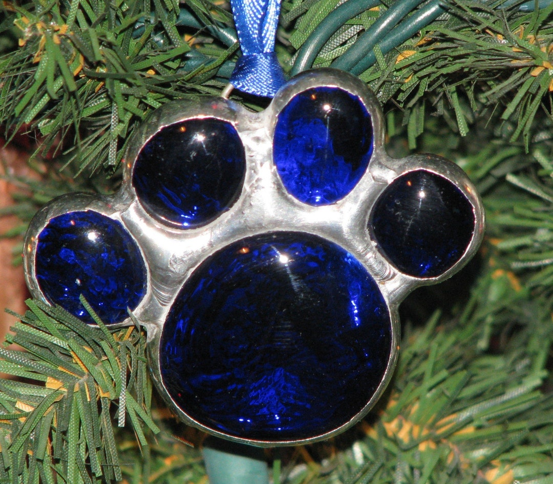 Stained Glass Kentucky Wildcat Paw Suncatcher or Ornament, Handmade in ...