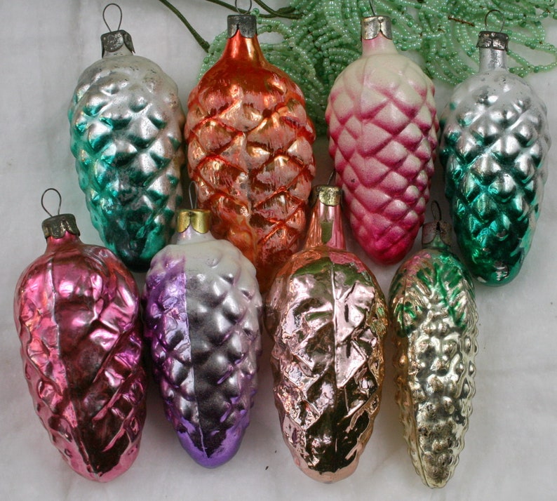 8 Soviet Vintage Christmas ornament Made of Glass in USSR | Etsy