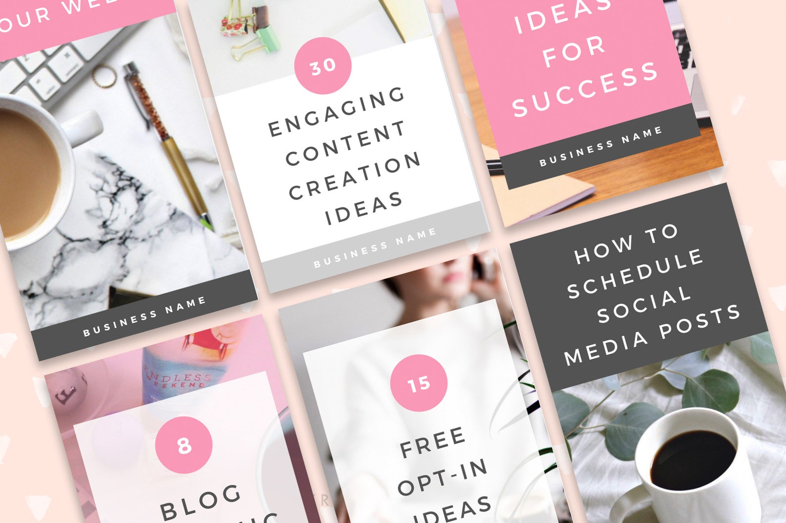 Pink Pinterest Templates for Canva - Lady Boss, 10 Pinterest Graphics ...