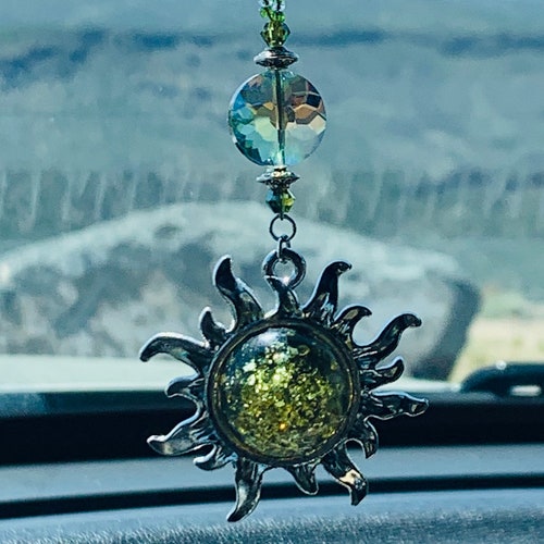 BEAUTIFUL GEM SUN silver Sun With Golds and Crystal Car - Etsy