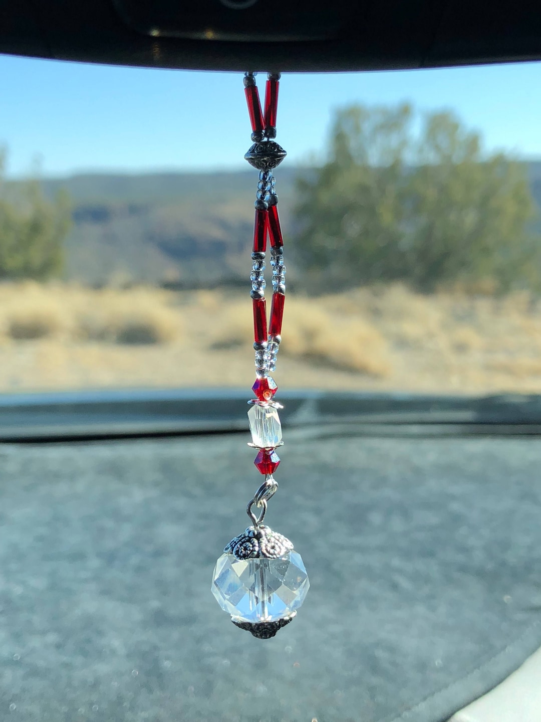 CRYSTAL (crystal With Red) Gem-car Charm, Car Accessories Rear View ...