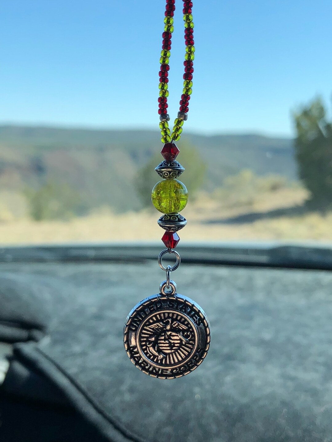 US MC (rd & Yel) Car Charms, Car Accessories Rear-view Mirror Charm ...
