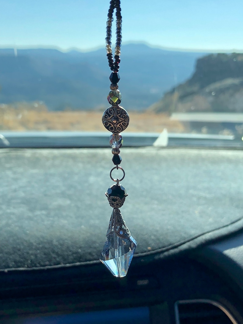 Iridescent CRYSTAL GEM Car Accessories Rear View Mirror Car Charm, Car ...